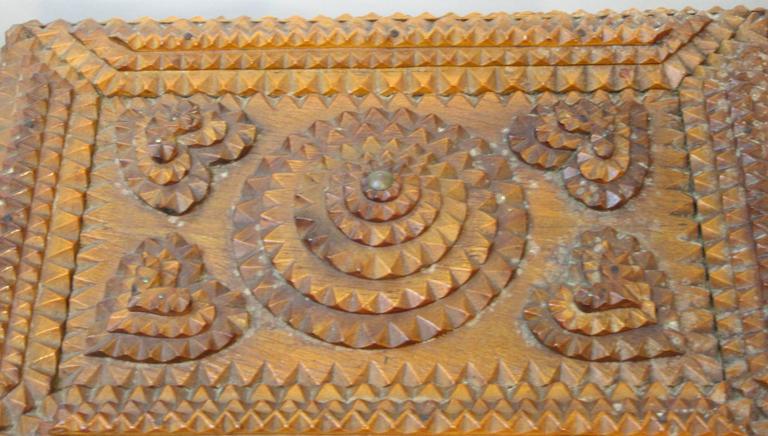 Lovely Footed Heart Themed Tramp Art Box at 1stDibs