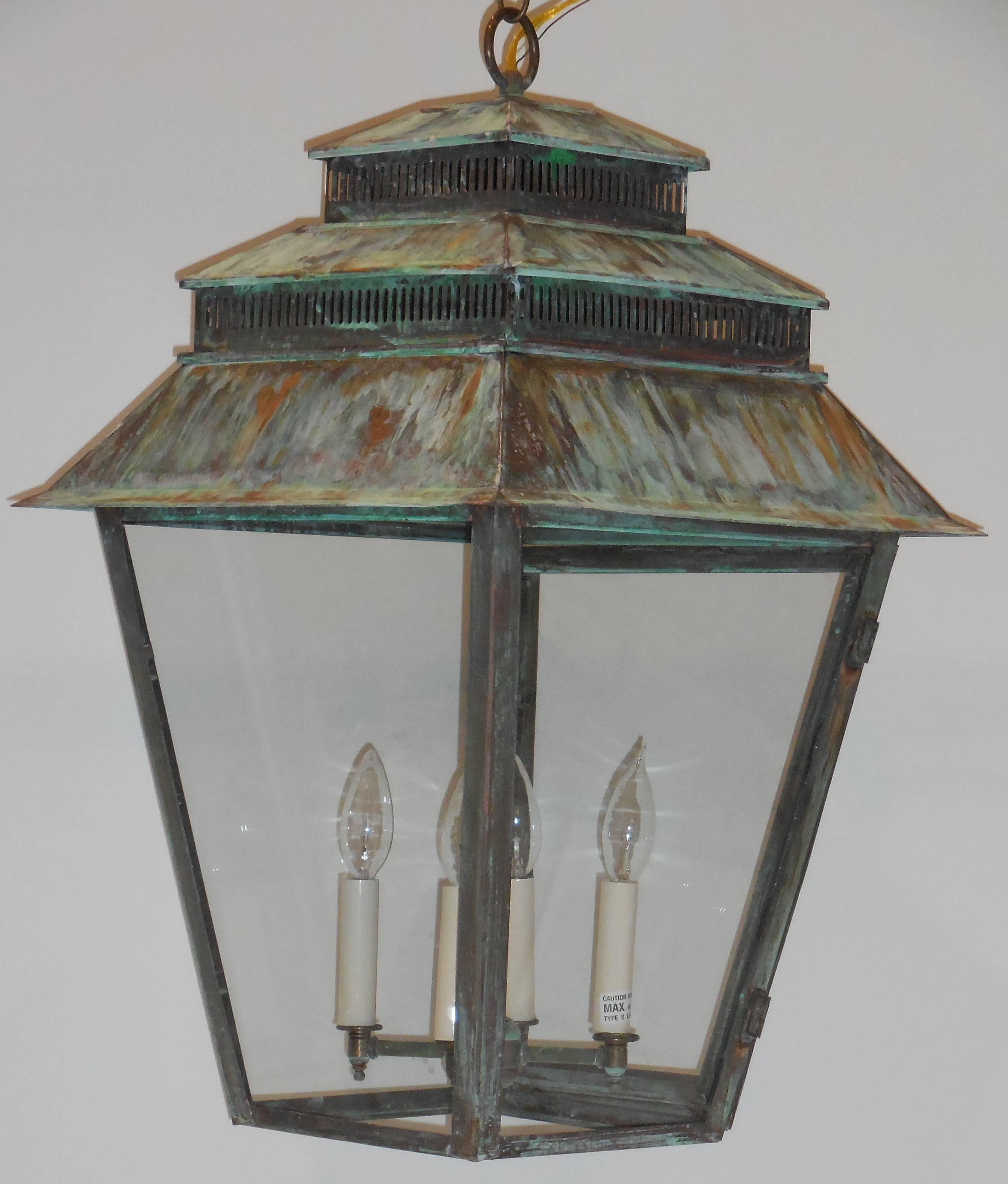Large Architectural Pagoda Brass Lantern at 1stDibs
