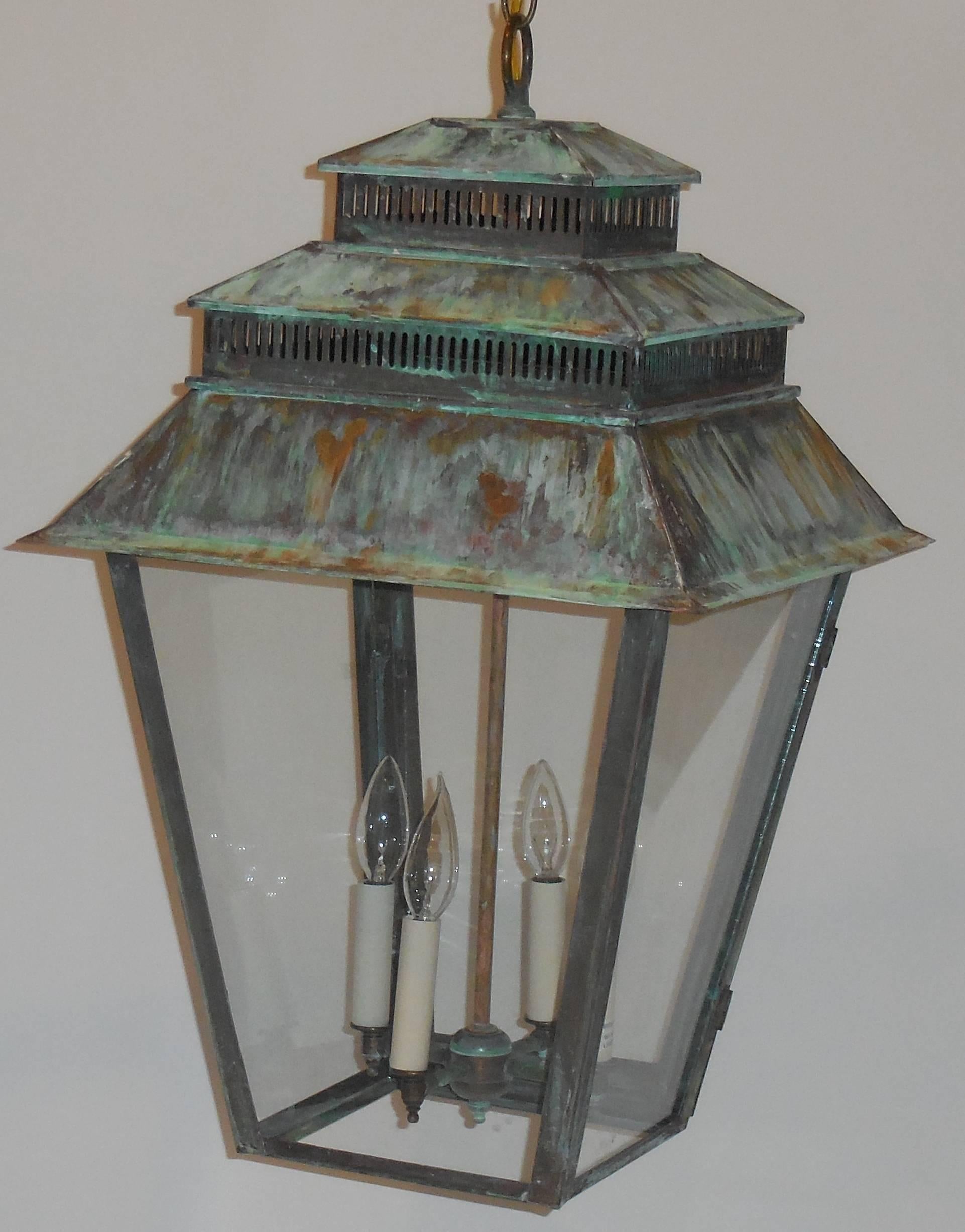 Large Architectural Pagoda Brass Lantern at 1stDibs