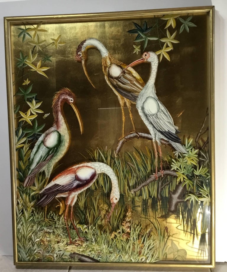 Pair of Reverse Painting on Glass at 1stDibs