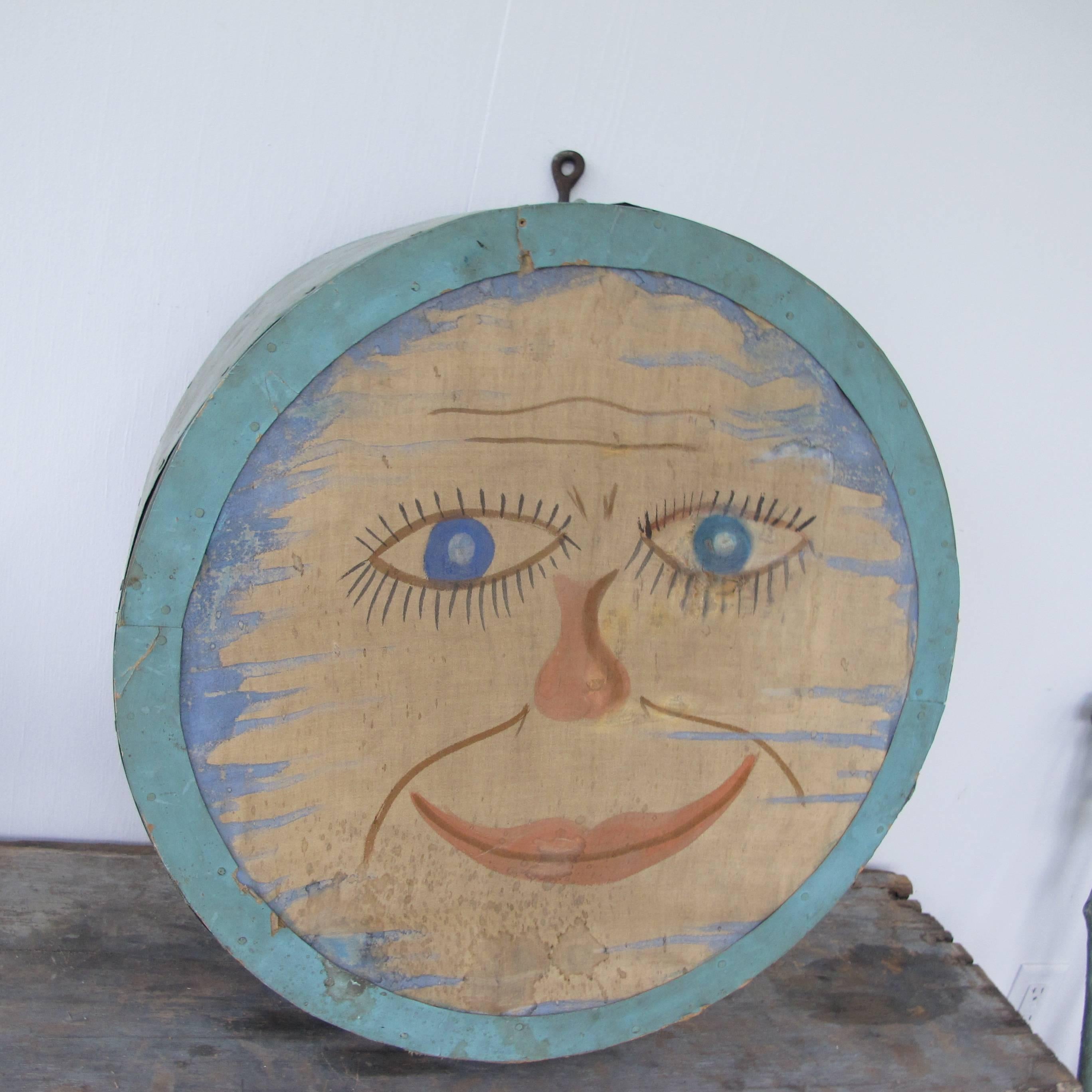 Folk Art Moon Face Light from a Fraternal Lodge For Sale at 1stDibs