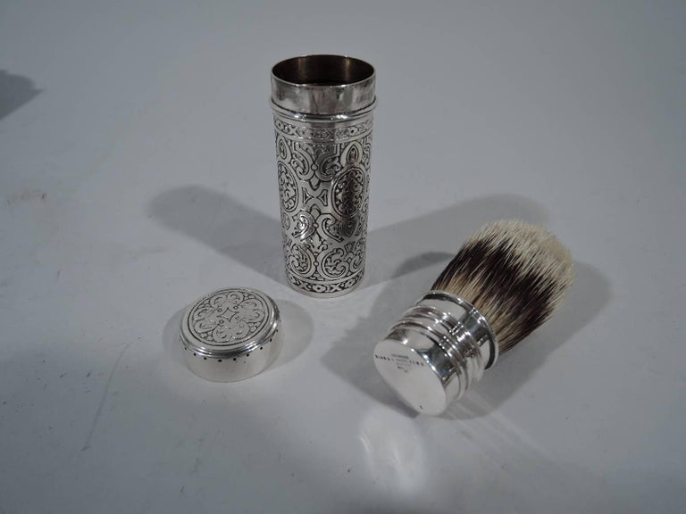Tiffany Art Deco Sterling Silver Shaving Brush in Case For Sale at 1stDibs