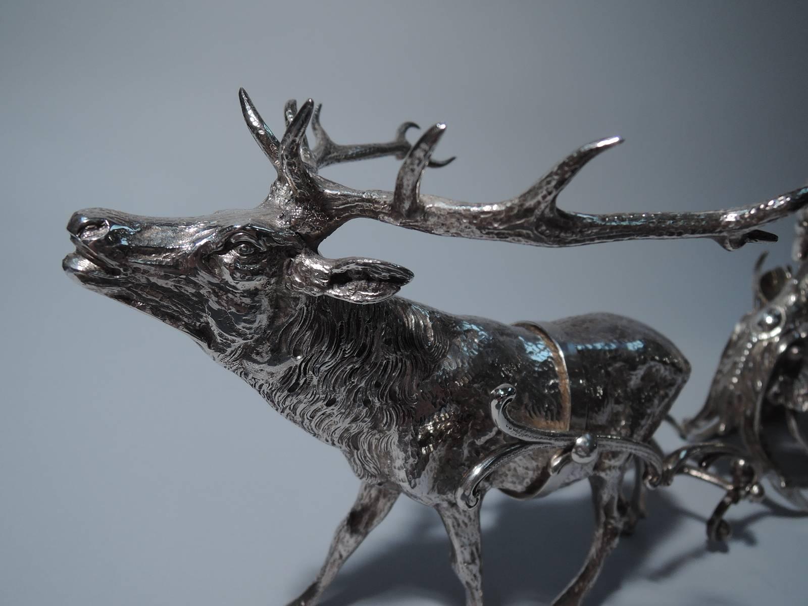 German Rococo Style Sterling Silver Reindeer-Harnessed Sleigh For Sale ...