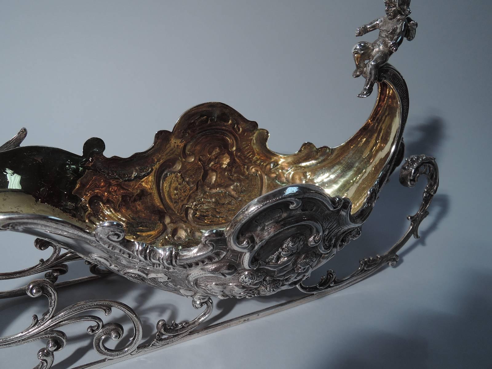 German Rococo Style Sterling Silver Reindeer-Harnessed Sleigh For Sale ...