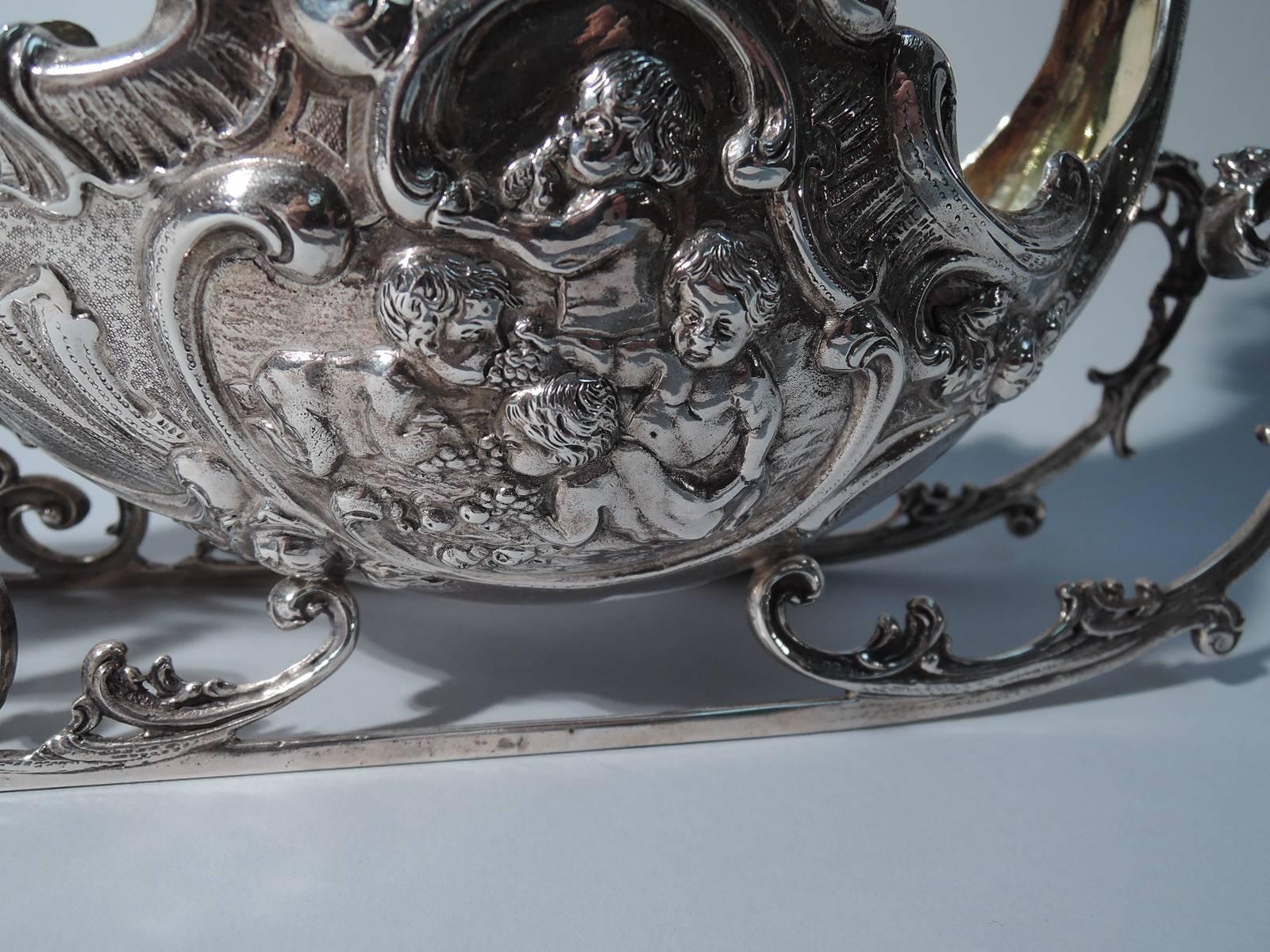 German Rococo Style Sterling Silver Reindeer-Harnessed Sleigh For Sale ...