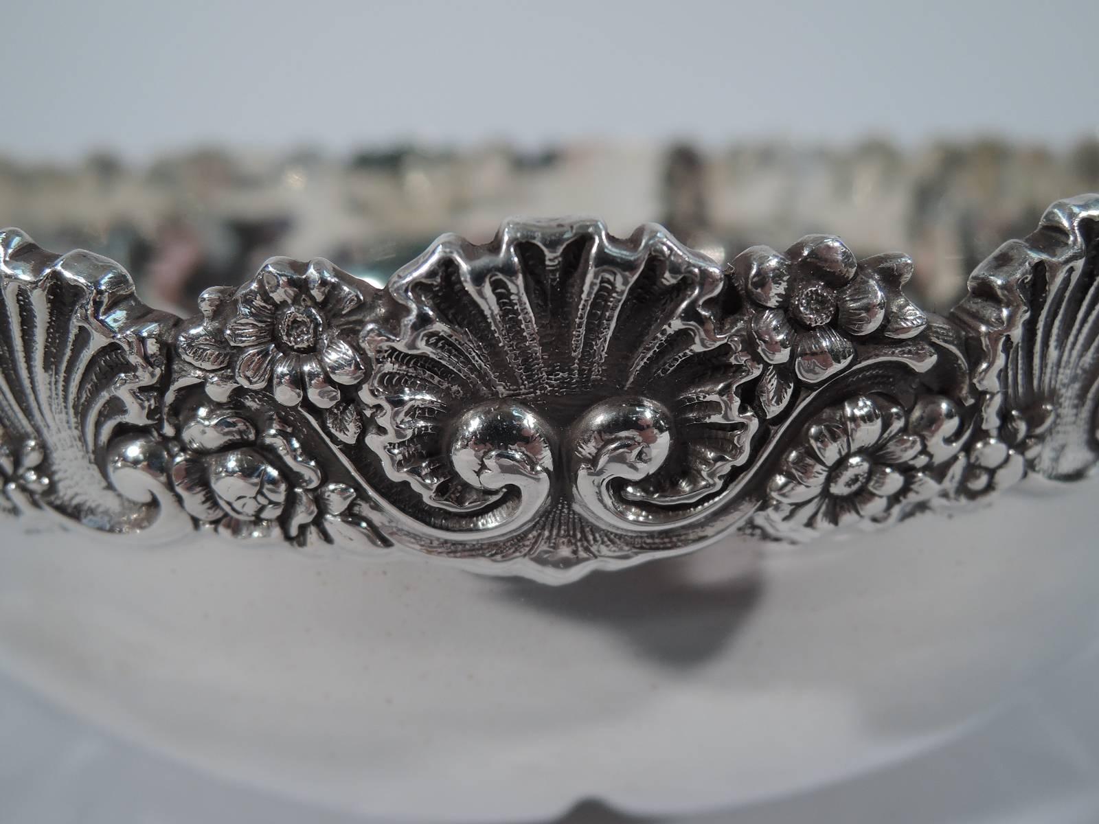 Antique Tiffany Sterling Silver Bowl with Flowers and Scallop Shells at ...