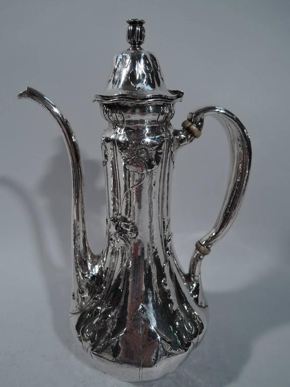 Gorham Martele Silver Black Coffee Set on Tray For Sale at 1stDibs