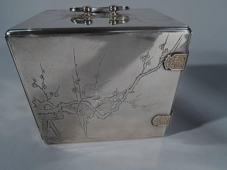 Antique Japanese Meiji-Era Silver and Lacquer Jewelry Box For Sale at ...