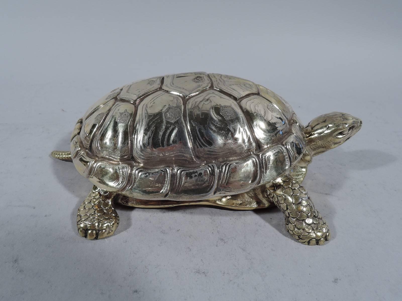 Tiffany Gilt Sterling Silver Turtle Box For Sale at 1stDibs