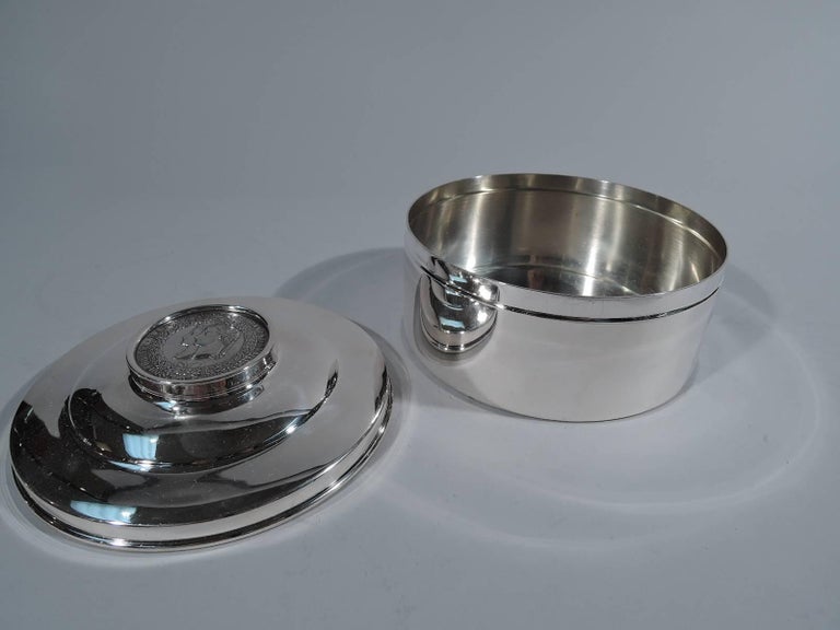 Charming Sterling Silver Keepsake Box with Napoleonic Medal For Sale at ...