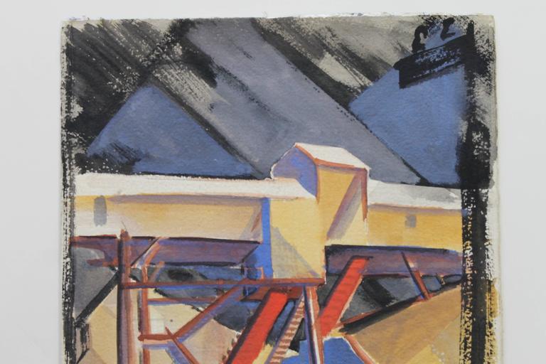 Mason Wells Watercolor of a Mining Operation For Sale at 1stDibs