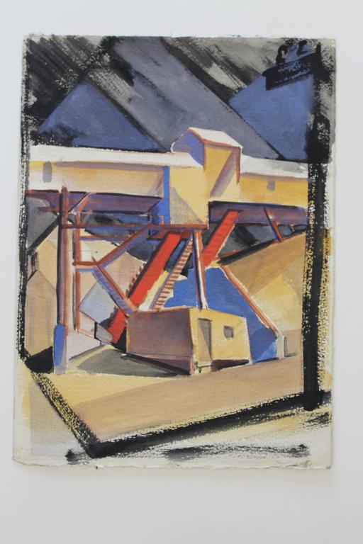 Mason Wells Watercolor of a Mining Operation For Sale at 1stDibs