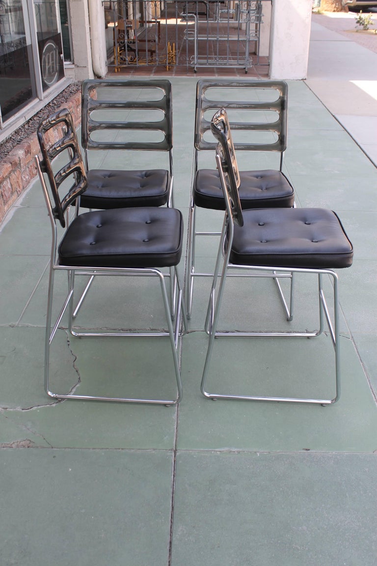 Set of Four Mid-Century Chromcraft Bar Stools at 1stDibs