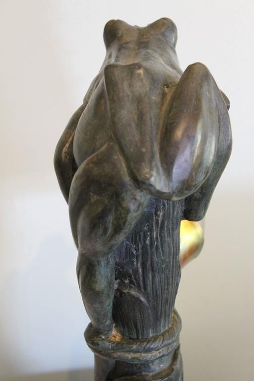 Art Nouveau Figural Bronze Frog Lamp with Steuben Shade at 1stDibs ...