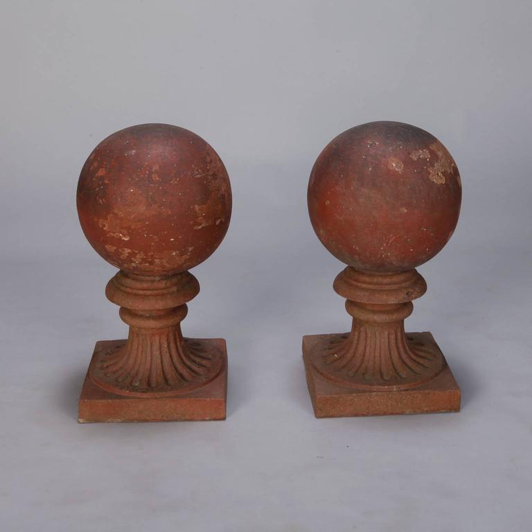Large Round Terra Cotta Finial on Stand For Sale at 1stDibs