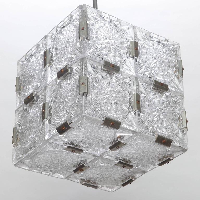 Mid-Century Glass Cube Pendant Light in the style of Kalmar For Sale at ...