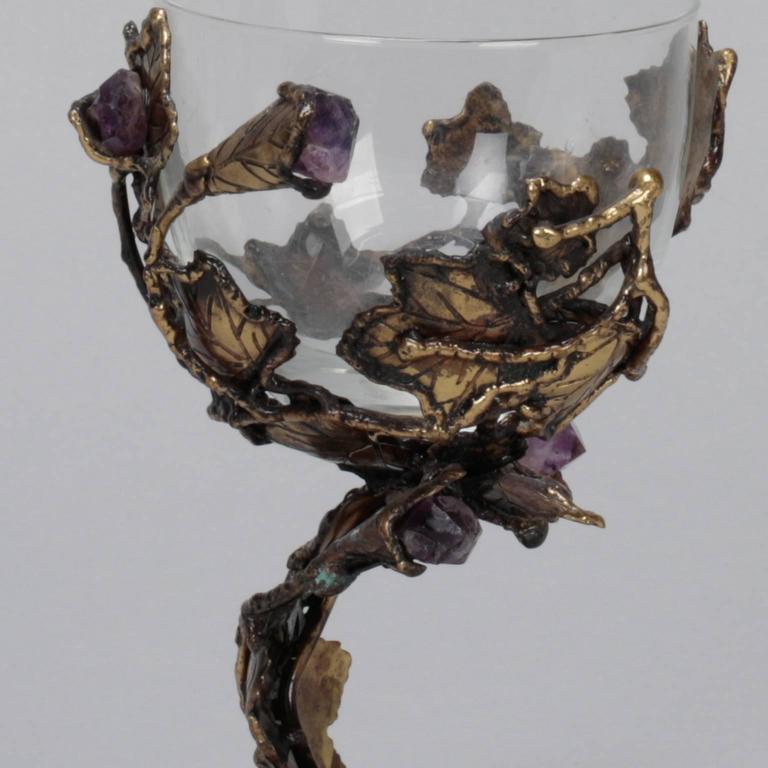 Mid-Century Goblet with Handcrafted Metal and Amethyst Base For Sale at ...