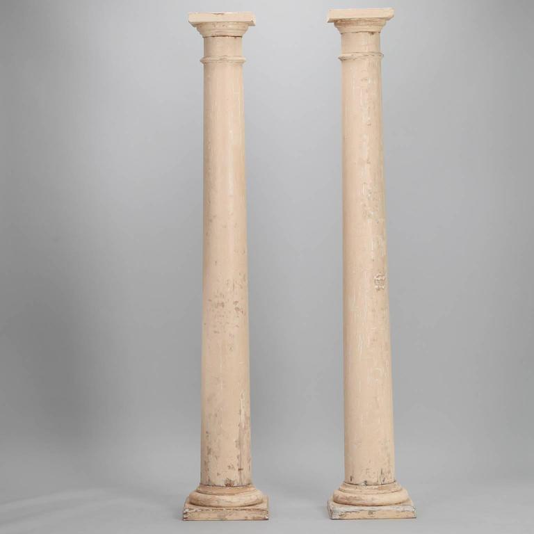 Pair of Architectural Salvage Antique White Painted Wood Columns For ...