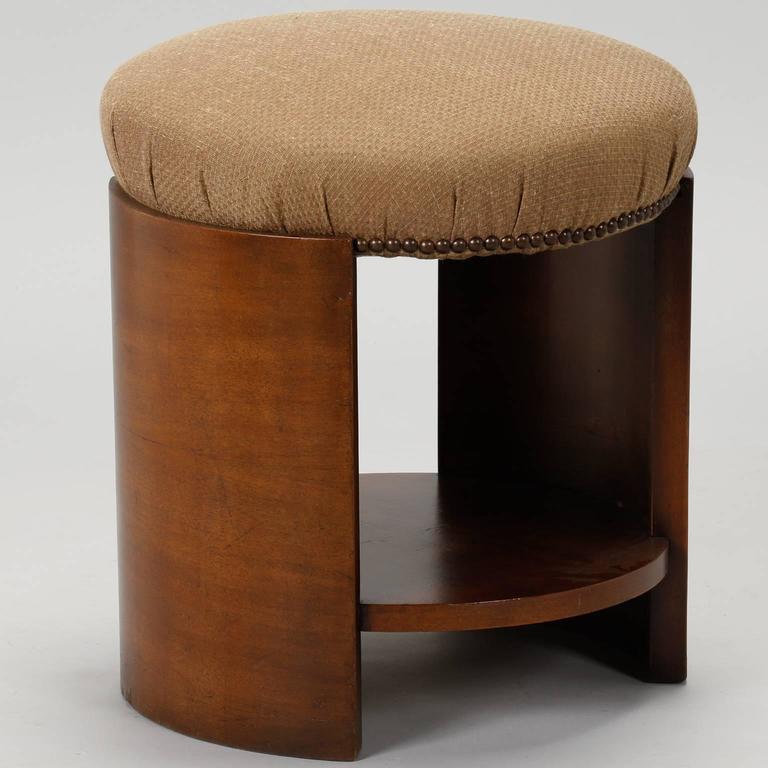 Art Deco Round Upholstered Stool at 1stDibs