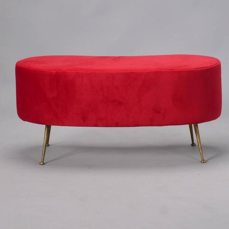 Italian Ponti Style Kidney Shape Bench with Brass Feet at 1stDibs
