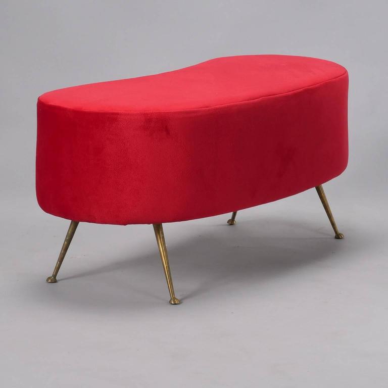 Italian Ponti Style Kidney Shape Bench with Brass Feet at 1stDibs