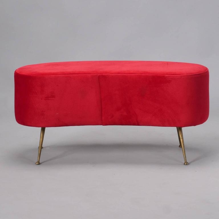 Italian Ponti Style Kidney Shape Bench with Brass Feet at 1stDibs