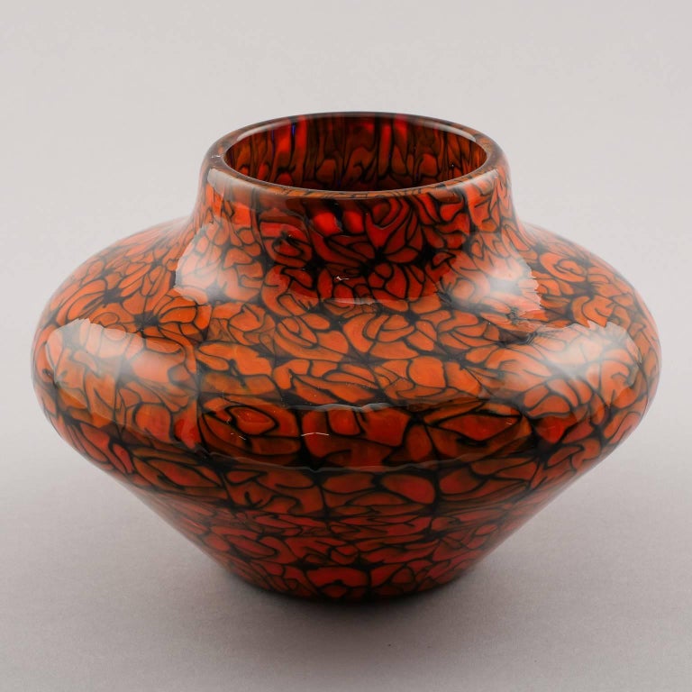 Orange and Black Eugenio Ferro Murano Glass Vase at 1stDibs