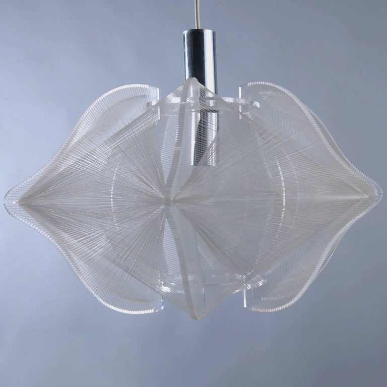 Mid-Century Modern Lucite and String Hanging Light Fixture at 1stDibs
