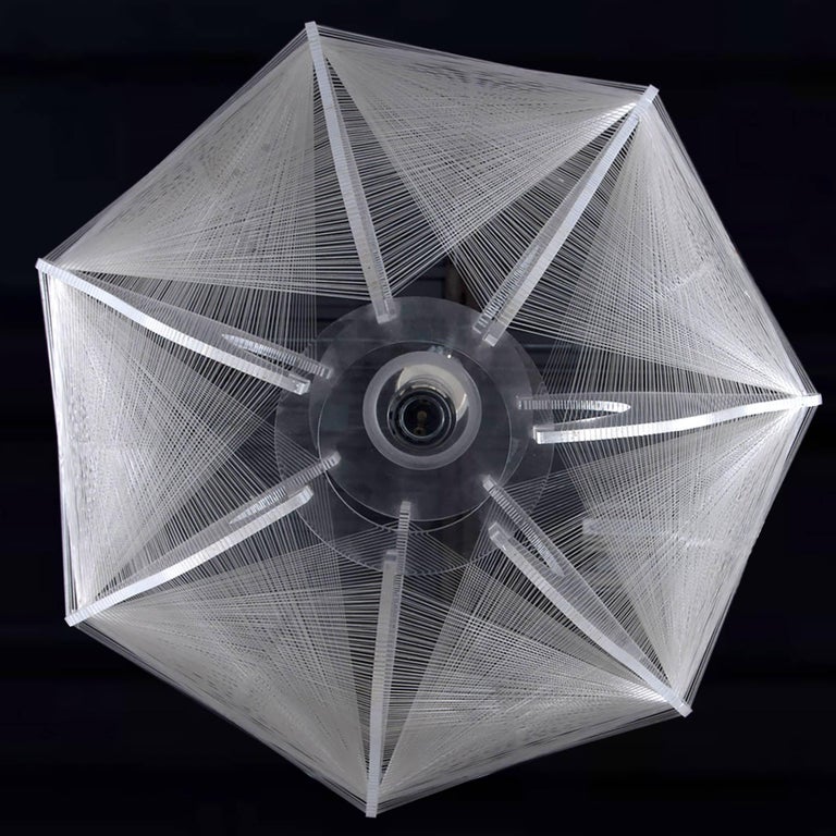 Mid-Century Modern Lucite and String Hanging Light Fixture at 1stDibs