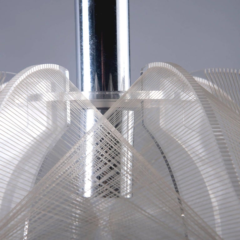 Mid-Century Modern Lucite and String Hanging Light Fixture at 1stDibs