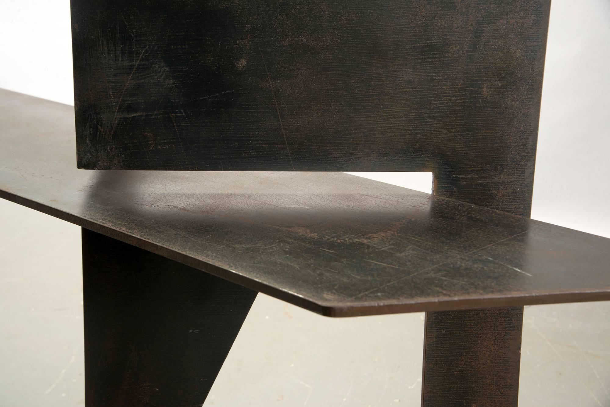 Extra Large Brutalist Console with Iron Base and Glass Top For Sale at ...