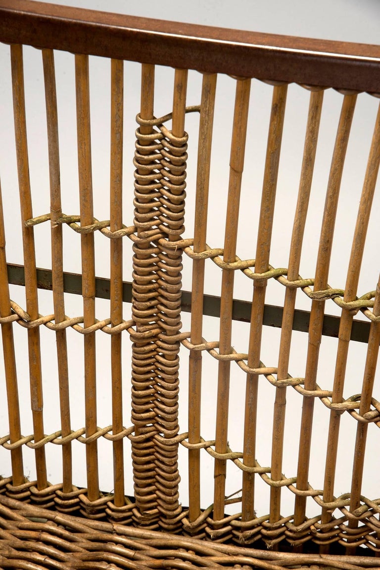 Unusual Industrial Rattan and Iron Trolley at 1stDibs