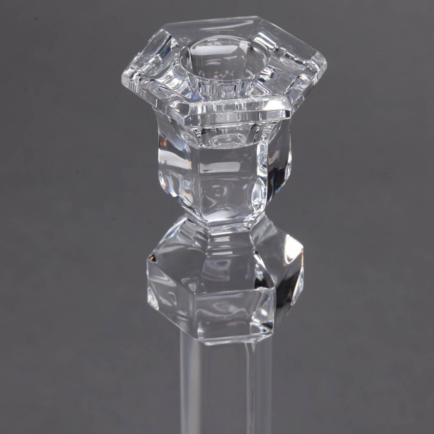 Pair Clear Crystal Signed Val Saint Lambert Candlesticks at 1stdibs