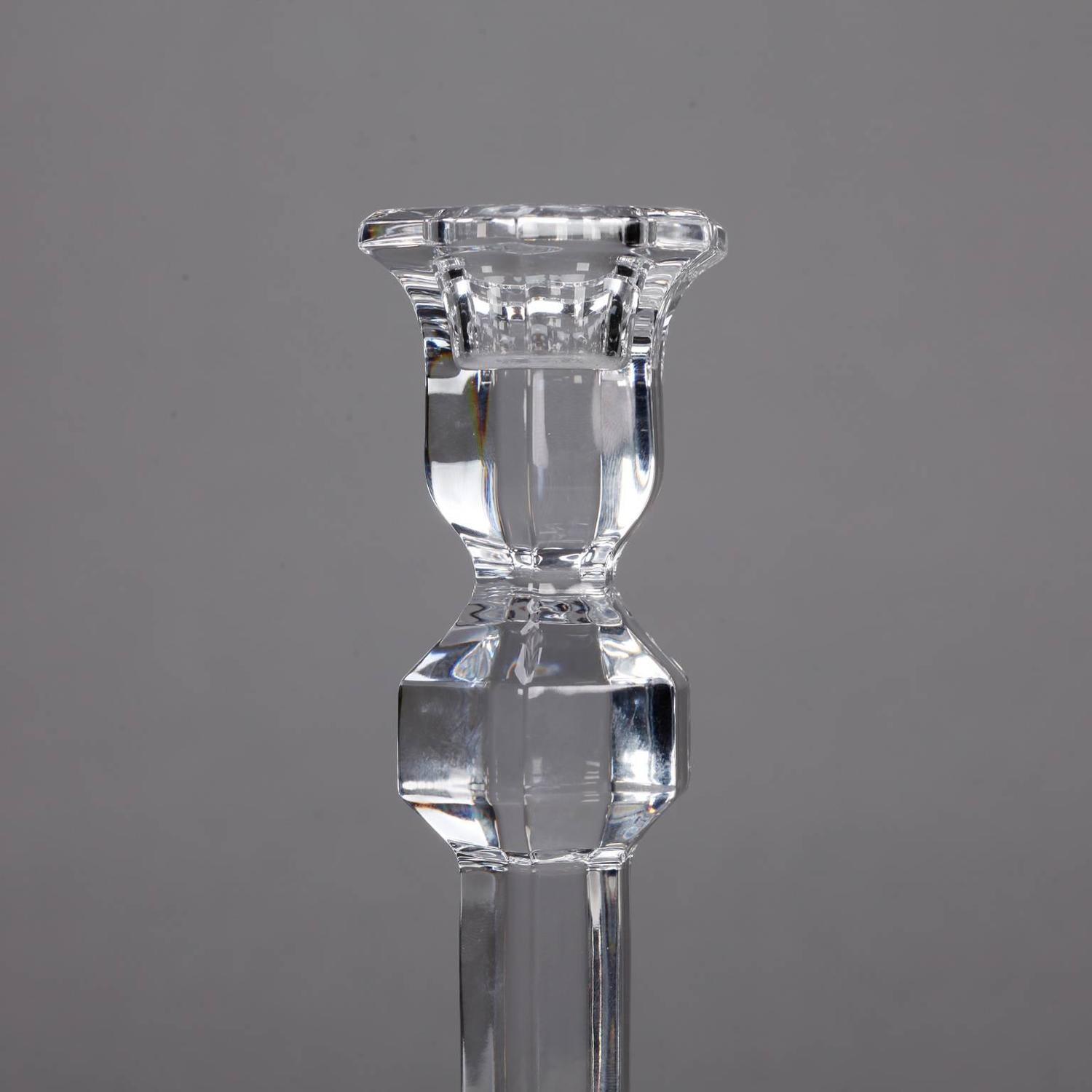 Pair Clear Crystal Signed Val Saint Lambert Candlesticks at 1stdibs