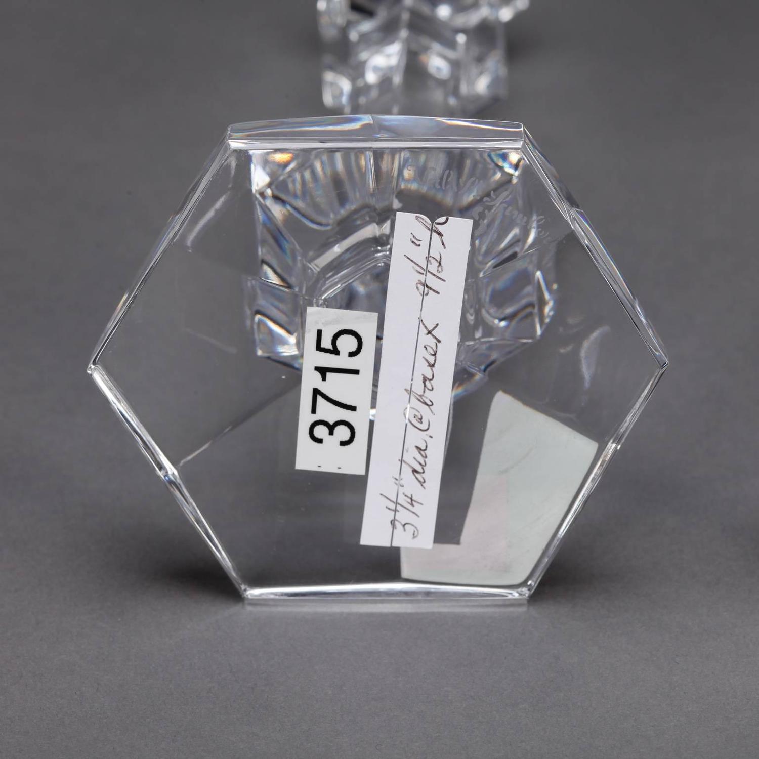 Pair Clear Crystal Signed Val Saint Lambert Candlesticks at 1stdibs