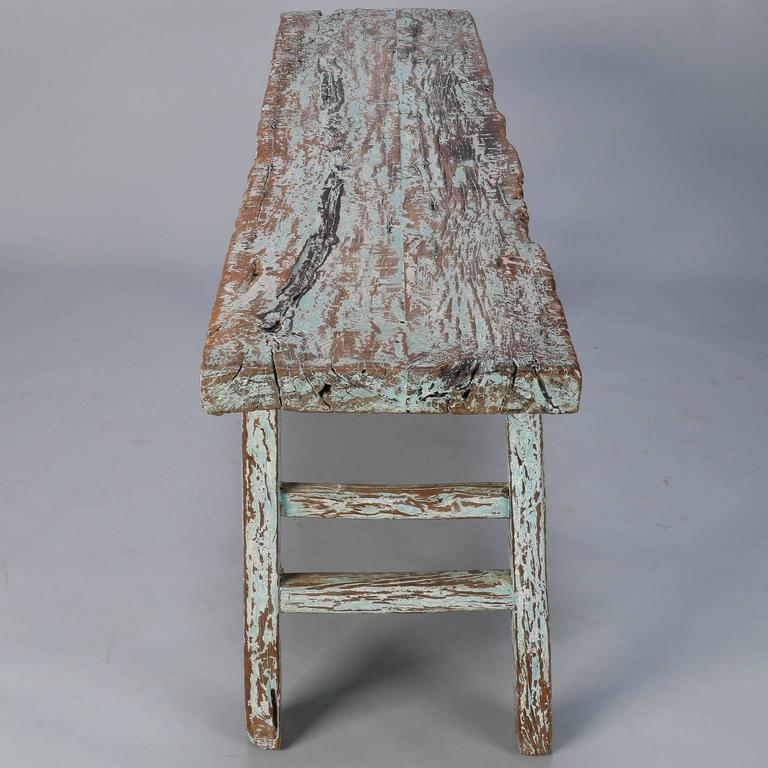 Primitive Chinese Console with Blue Green Paint For Sale at 1stDibs