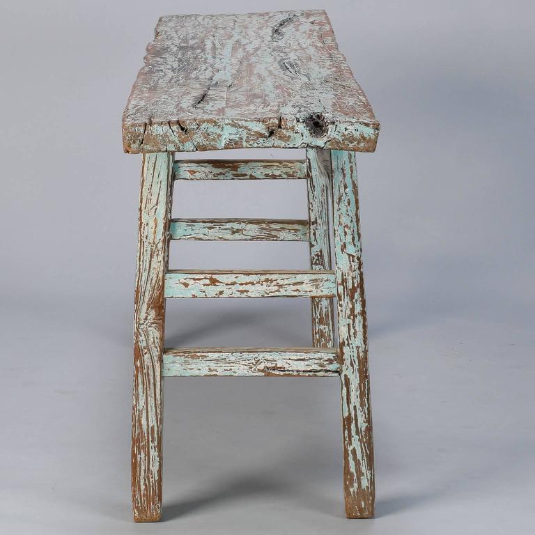 Primitive Chinese Console with Blue Green Paint For Sale at 1stDibs