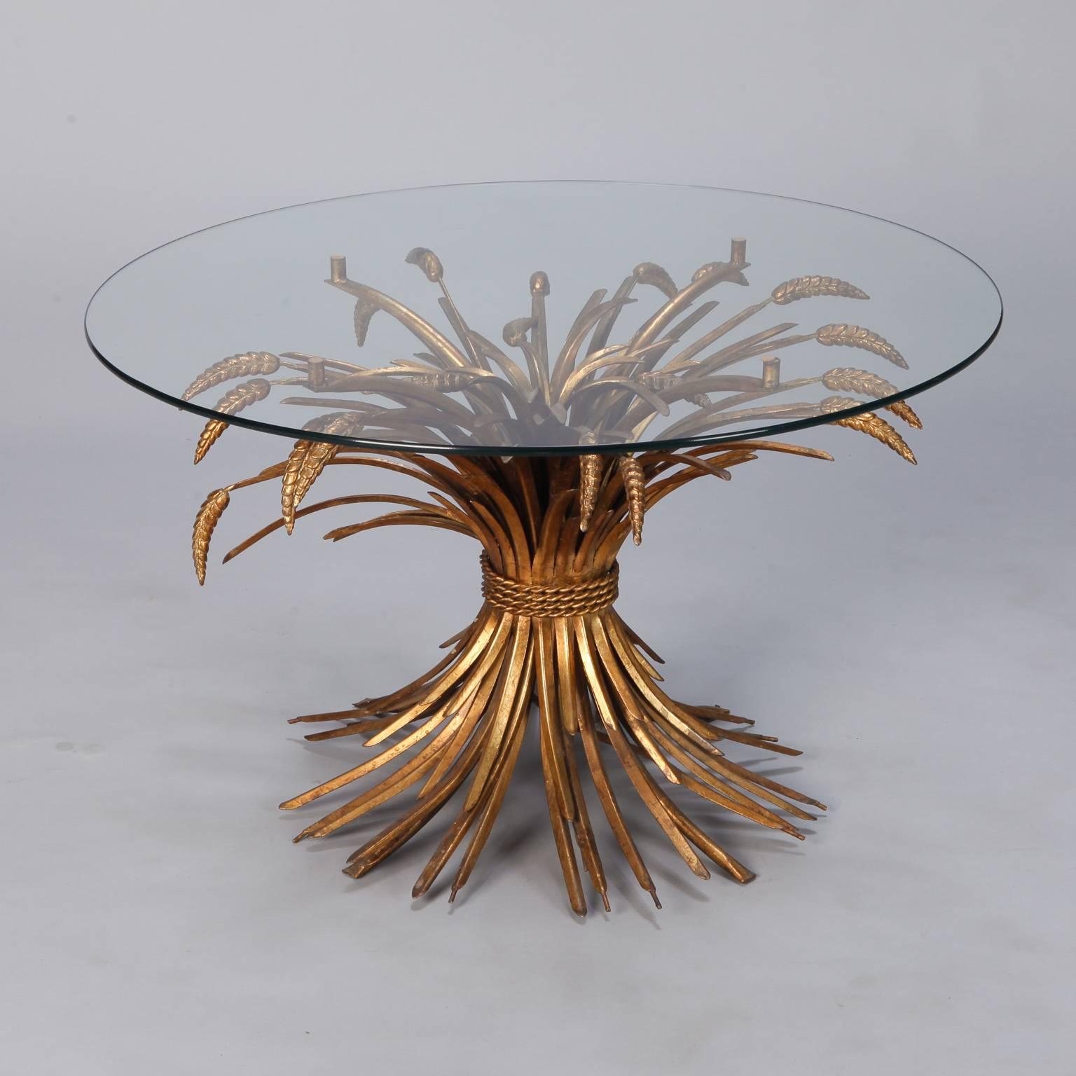 Midcentury Italian Gilt Metal Wheat Sheaf Table at 1stDibs