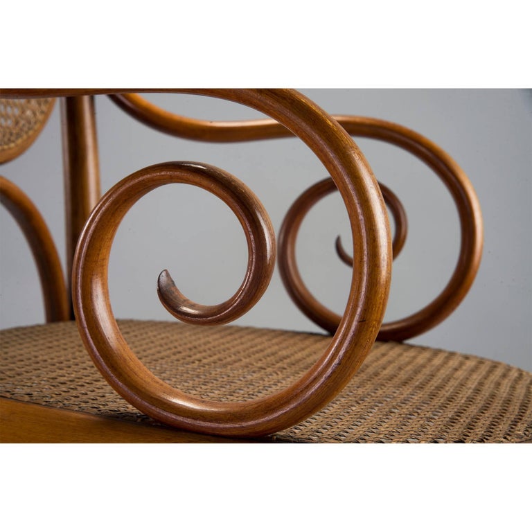 Set of Eight with Two-Arm Six Side Thonet 207R Long John Bentwood Caned ...