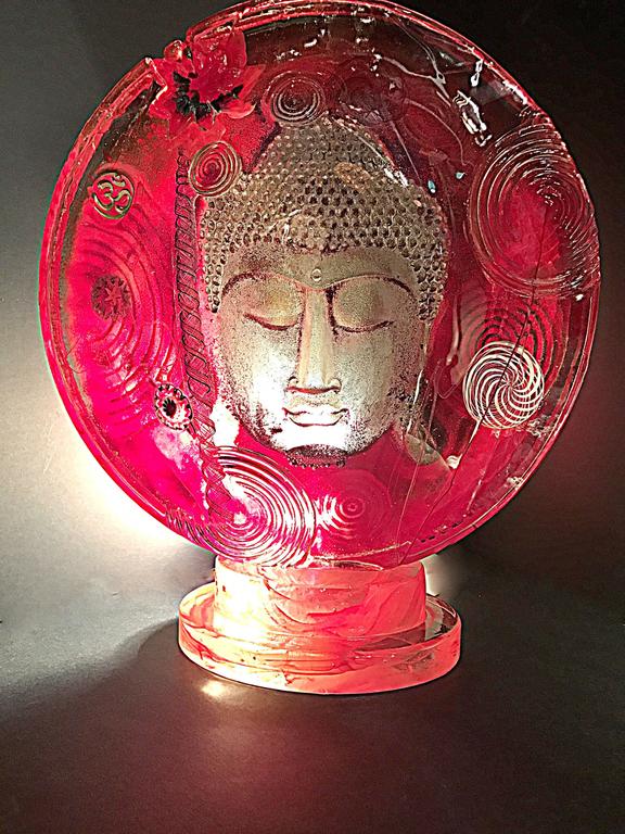 Art Glass Buddha Sculptures with Color Inclusion For Sale at 1stDibs