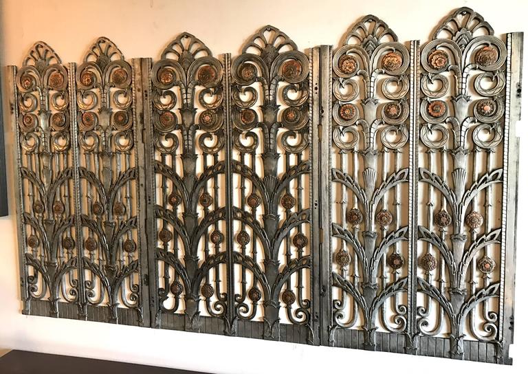 Art Deco Cast Steel Architectural Panels with Bronze and Copper Inserts ...