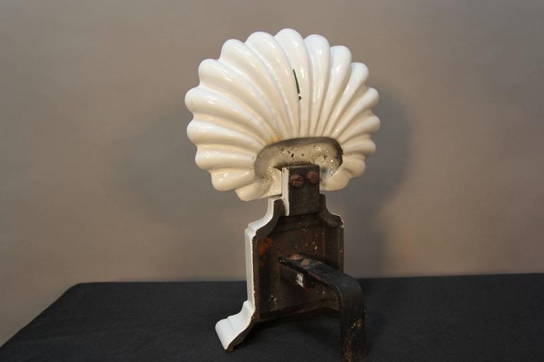 Pair of Enameled Shell Andirons For Sale at 1stDibs