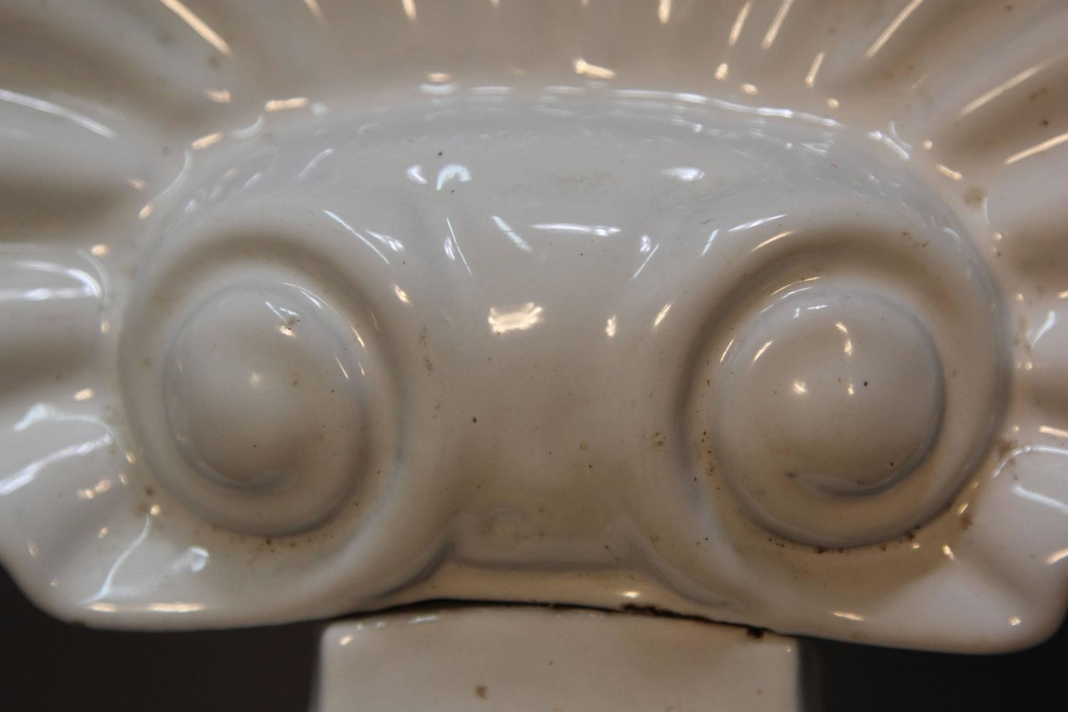 Pair of Enameled Shell Andirons For Sale at 1stdibs