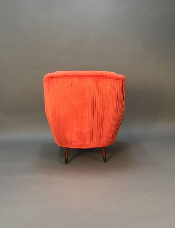 Pair of Velvet Pleated Back Italian Club Chairs in New Upholstery at ...