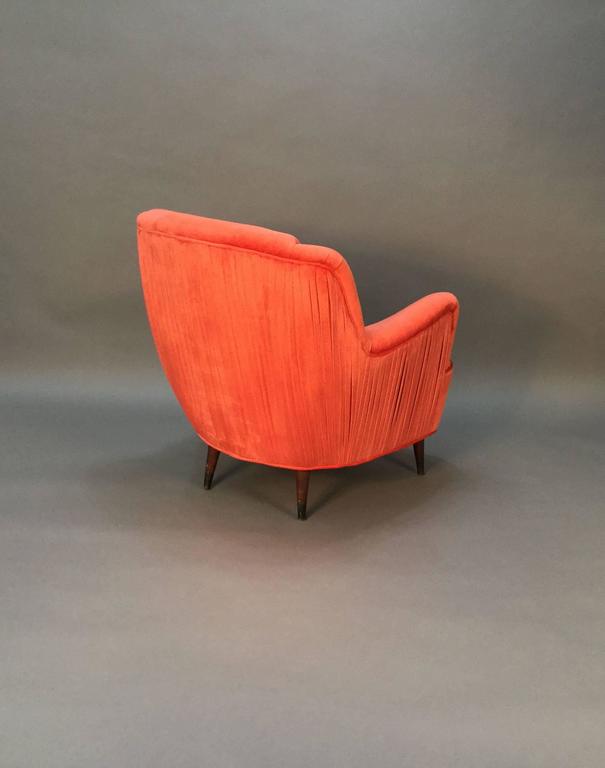 Pair of Velvet Pleated Back Italian Club Chairs in New Upholstery at ...