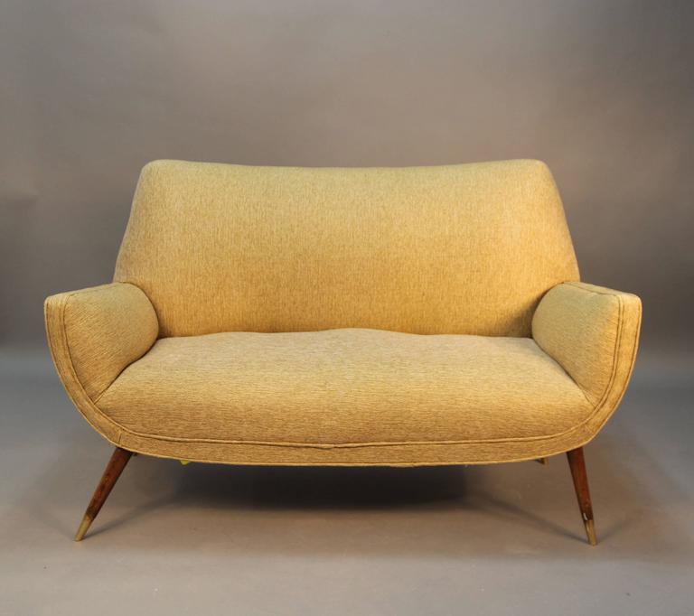 Mid-Century Modern Upholstered Loveseat at 1stDibs | velvet loveseat