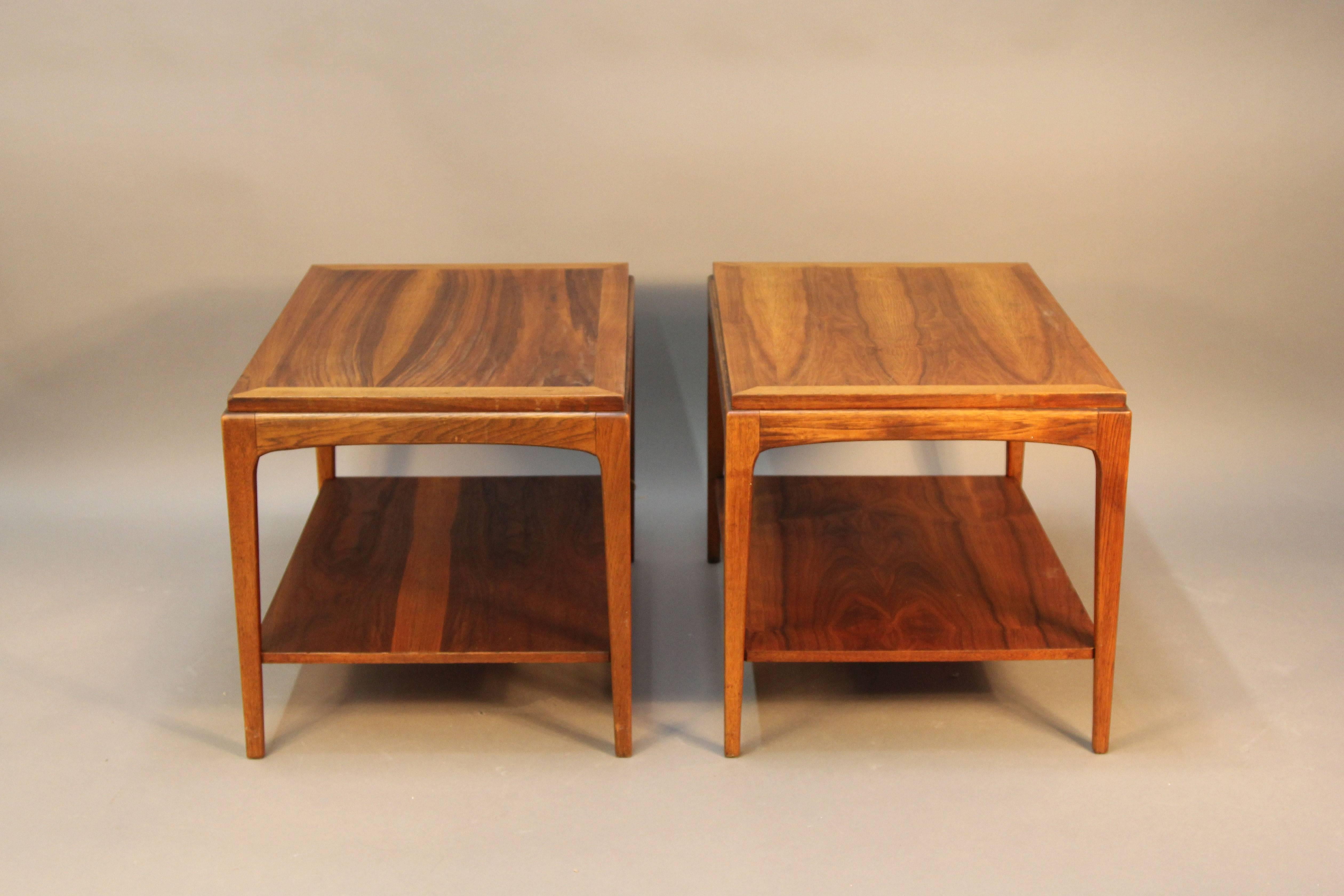 Pair of Lane Walnut End Tables at 1stDibs