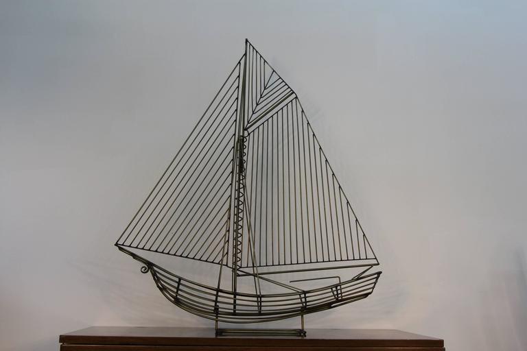 Jere Wire Boat Sculpture For Sale at 1stDibs | wire sailboat, boat wire ...