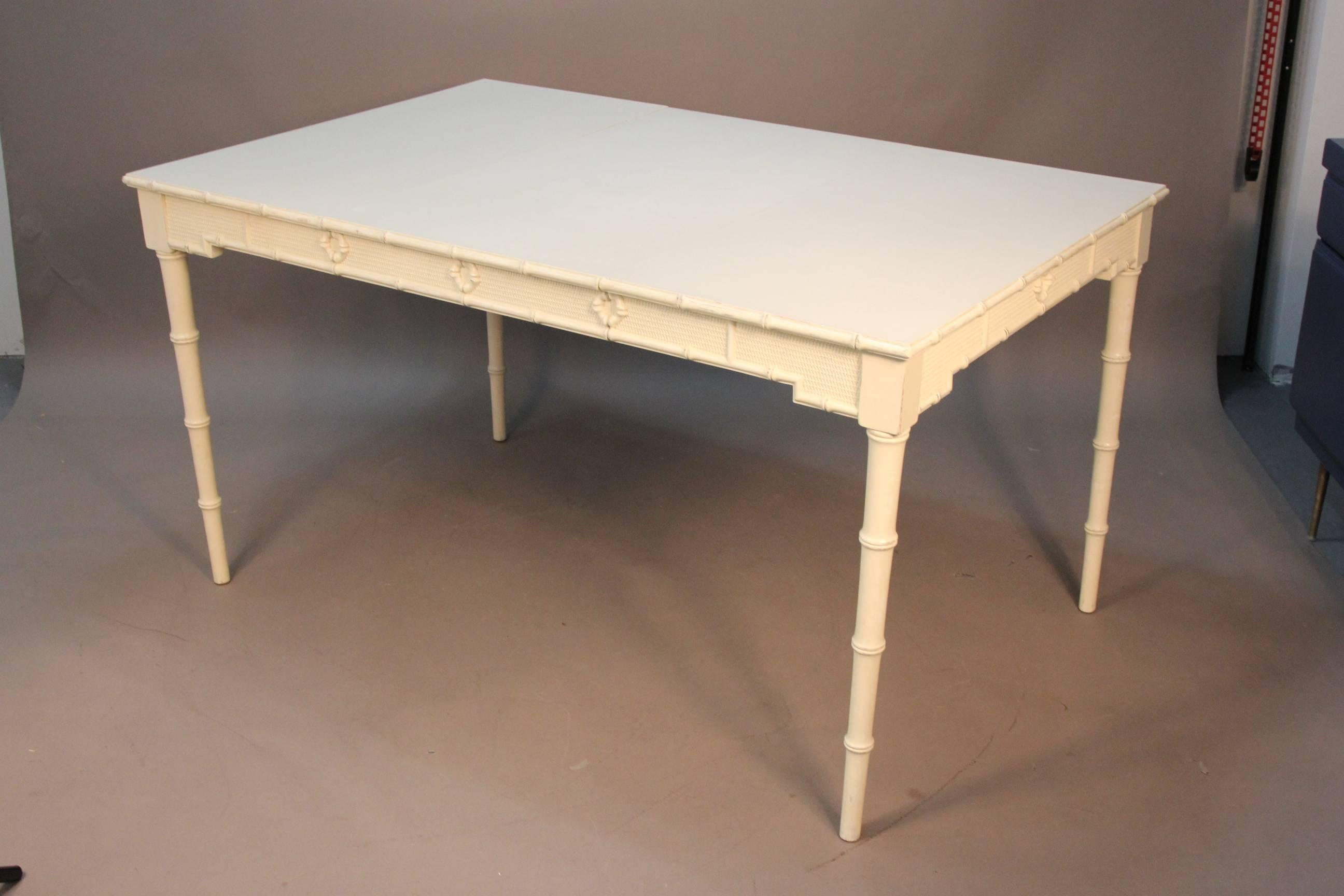 Chippendale Style Painted Dining Table with Faux Bamboo Accents at 1stDibs