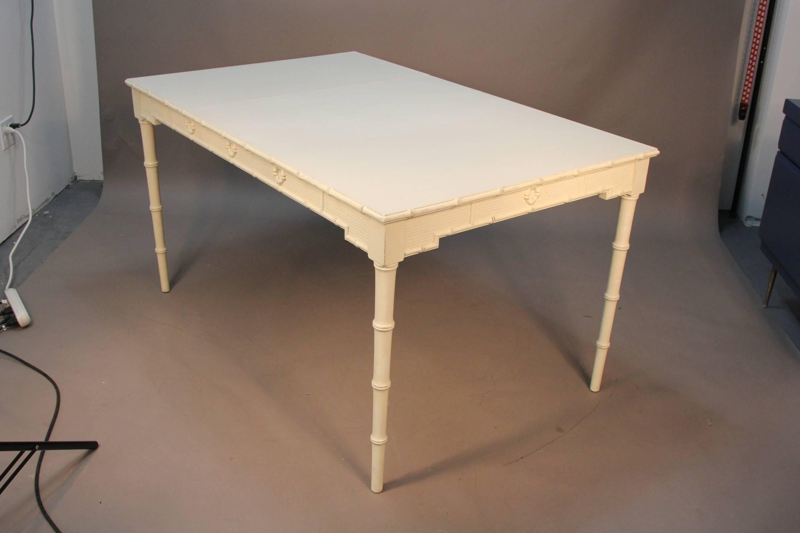 Chippendale Style Painted Dining Table with Faux Bamboo Accents at 1stDibs